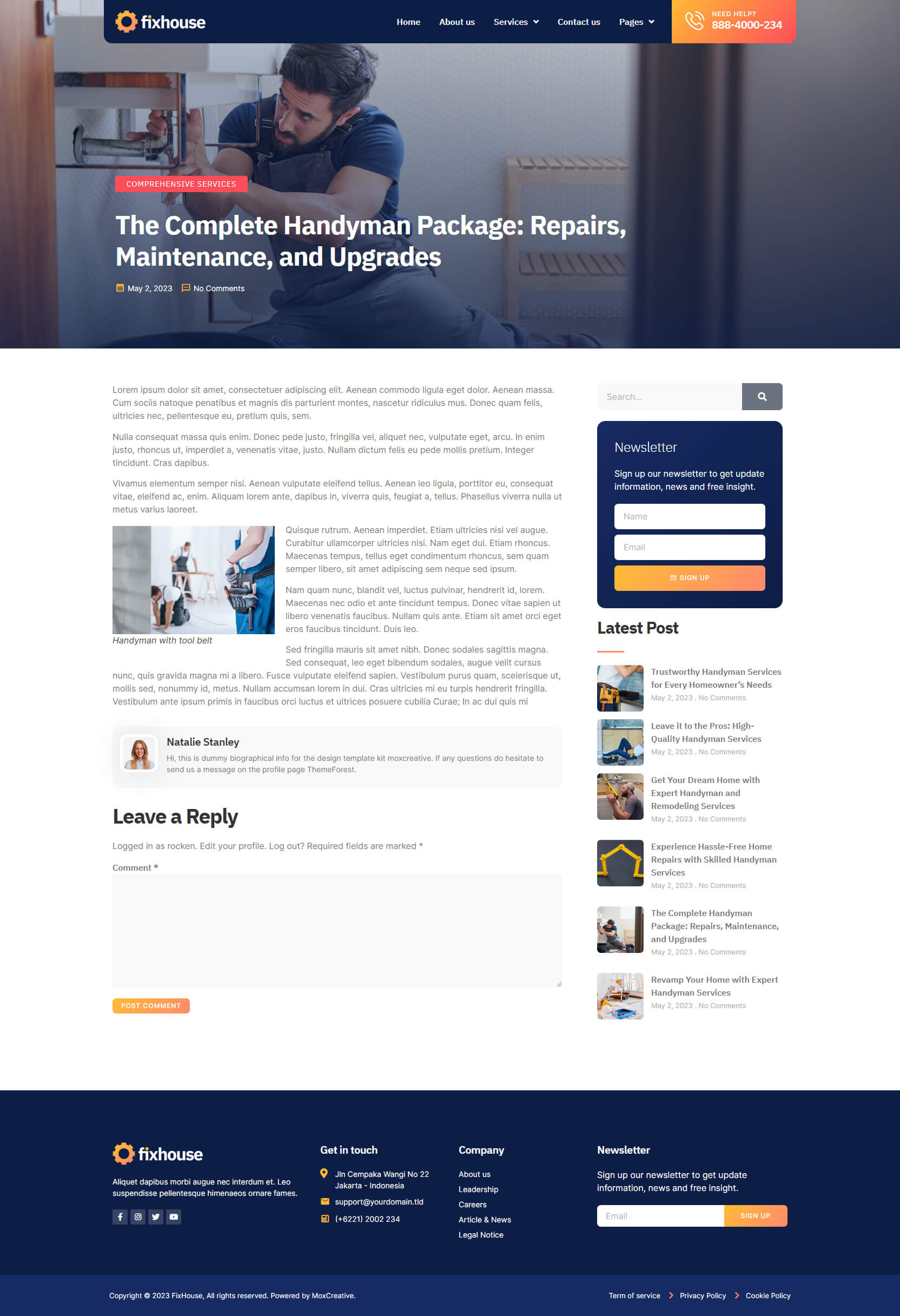 FixHouse - Handyman & Repair Service Elementor Template Kit by moxcreative